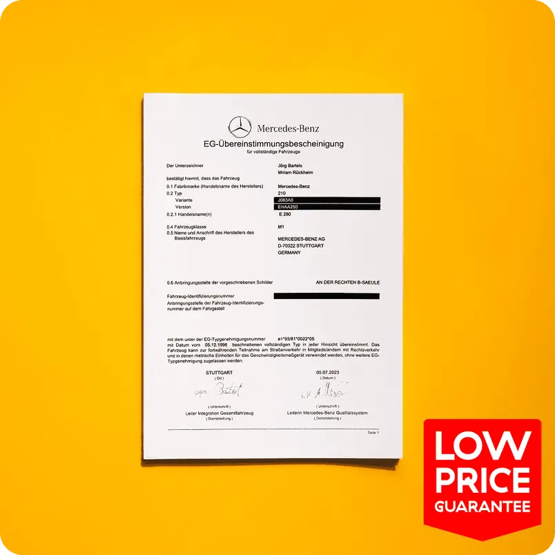 Mercedes-Benz COC | Certificate of Conformity for Mercedes-Benz